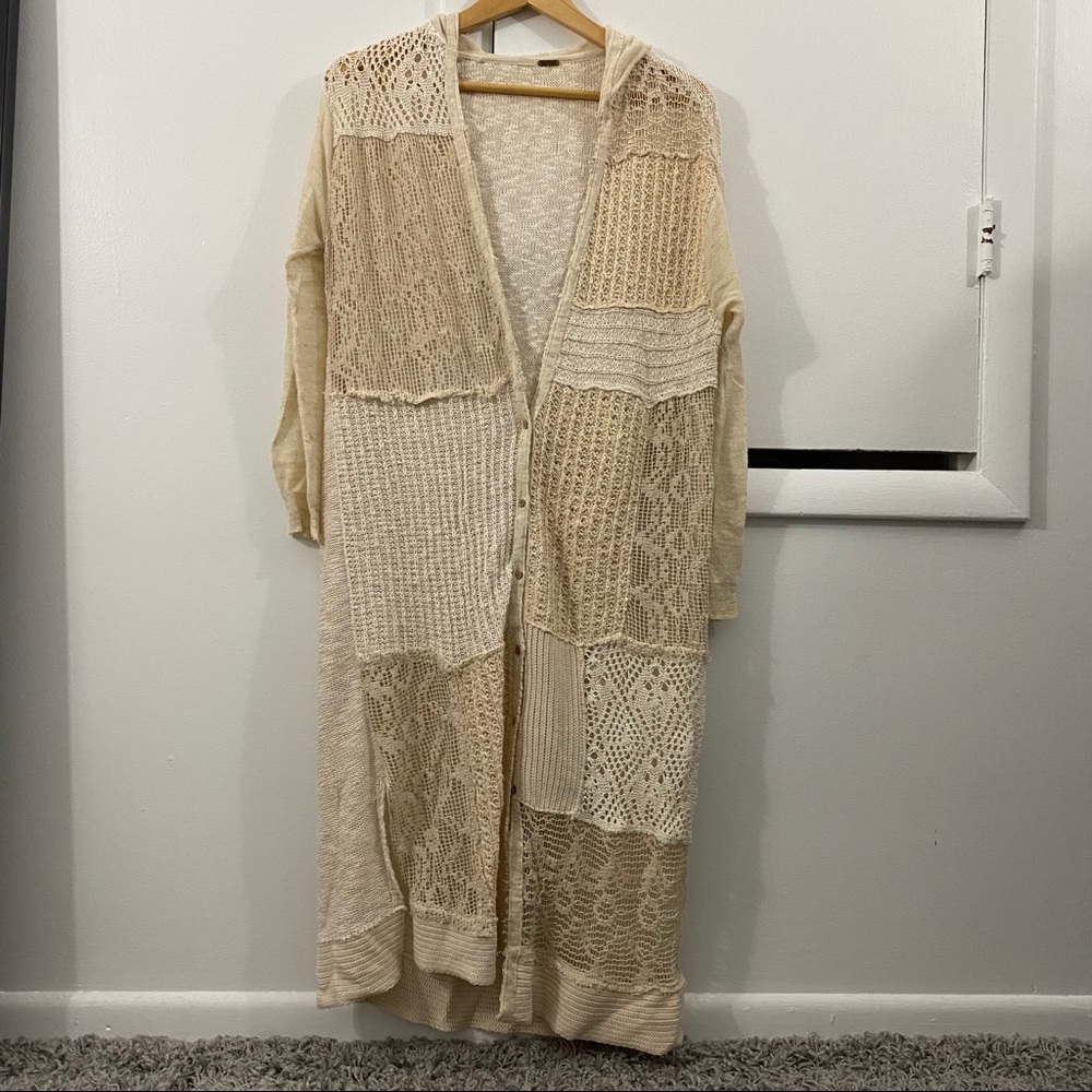 Free People Magic Dragon Long Lace Duster Cardigan - Gem